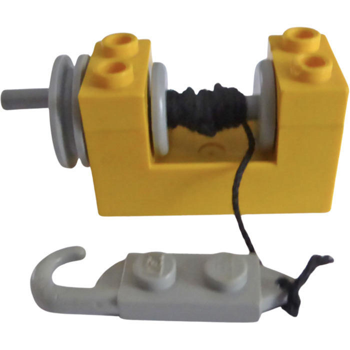 LEGO String Reel Winch 2 x 4 x 2 with Light Gray Drum and Black String ...