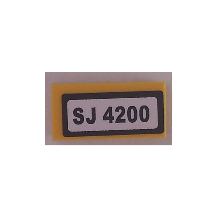 LEGO Yellow Tile 1 x 2 with "SJ 4200" License Plate Sticker with Groove ...
