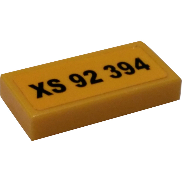 LEGO Yellow Tile 1 x 2 with XS 92 394 License Plate Sticker with Groove ...