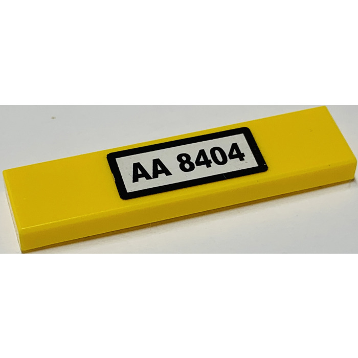 LEGO Yellow Tile 1 x 4 with AA 8404 License Plate Sticker (2431 ...