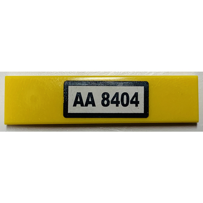 LEGO Yellow Tile 1 x 4 with AA 8404 License Plate Sticker (2431 ...