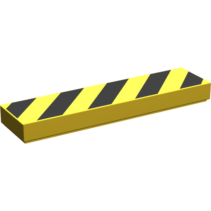 LEGO Yellow Tile 1 x 4 with Black Danger Stripes (Unprinted Corners ...