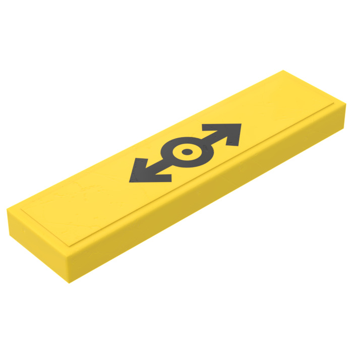 LEGO Yellow Tile 1 x 4 with Black Train Logo on Yellow Background ...