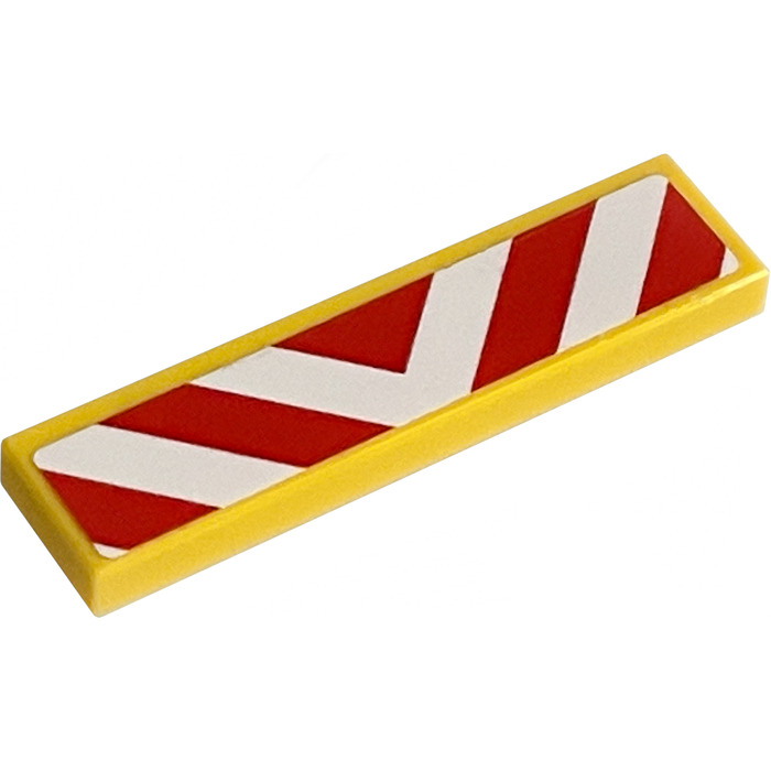 LEGO Yellow Tile 1 x 4 with Red/White Hazard Chevrons Sticker (2431 ...