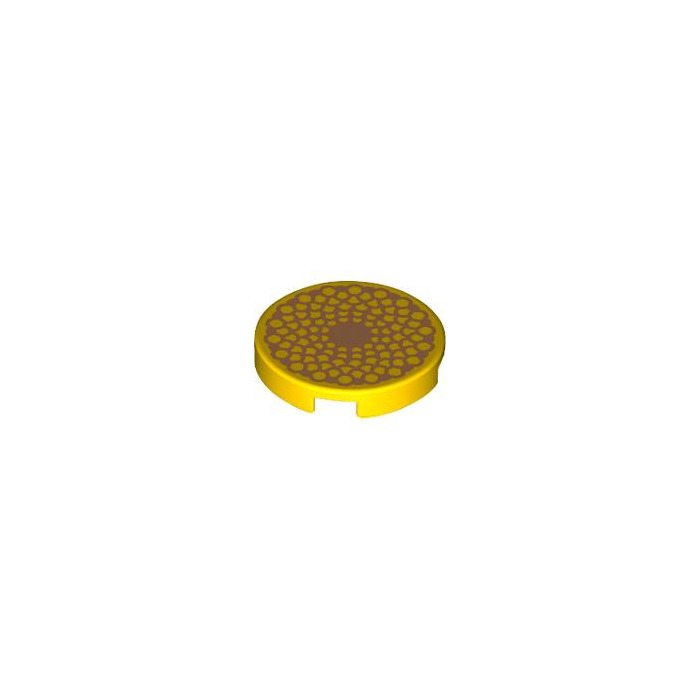 LEGO Yellow Tile 2 x 2 Round with Daisy Disc Florets with Bottom Stud ...