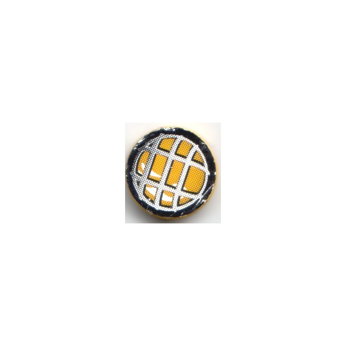 LEGO Yellow Tile 2 x 2 Round with Gray Grille Sticker with "X" Bottom ...