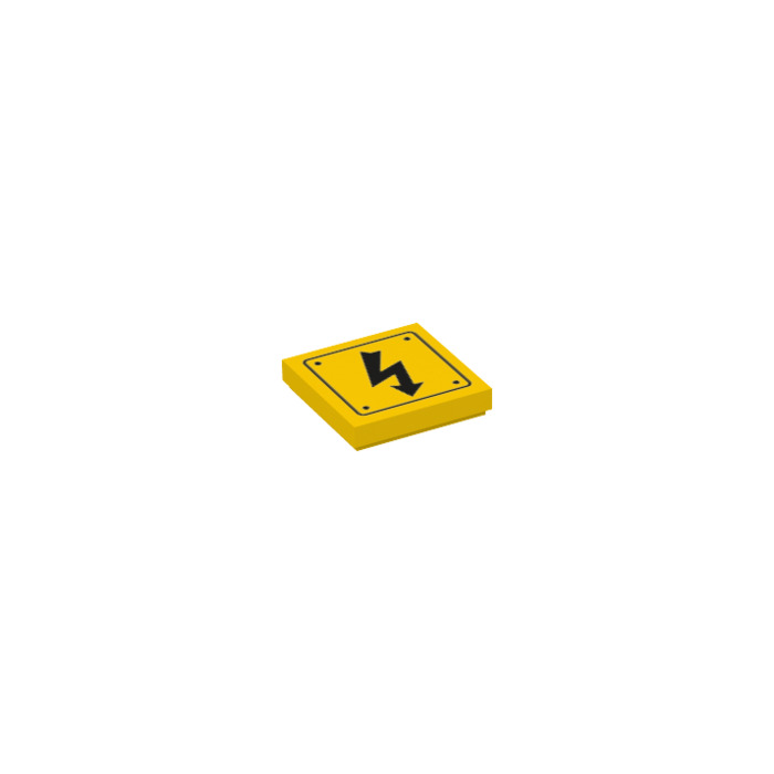 LEGO Yellow Tile 2 x 2 with Black Lightning Bolt Sign with Groove (3068 ...