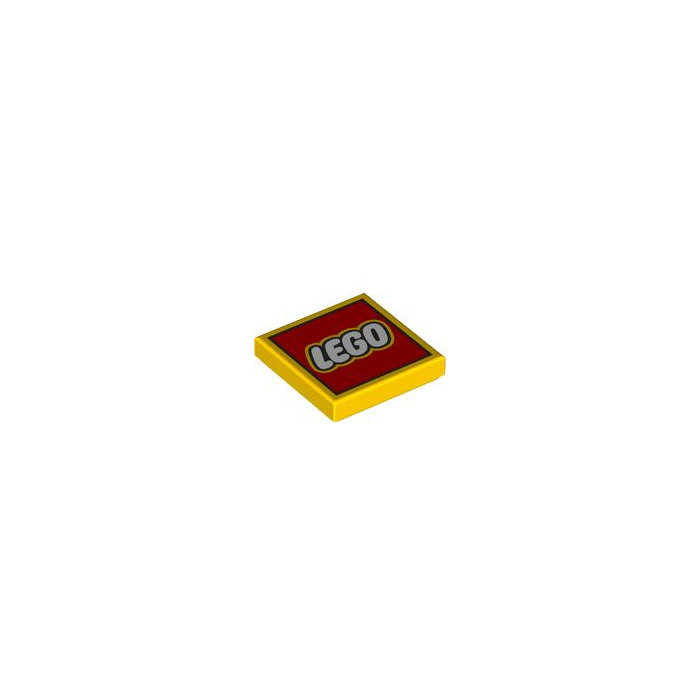 LEGO Yellow Tile 2 x 2 with LEGO Logo on Red with Groove (11149 / 14875 ...