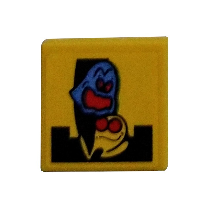 LEGO Yellow Tile 2 x 2 with PAC-MAN and Ghost (Inky) Sticker with ...