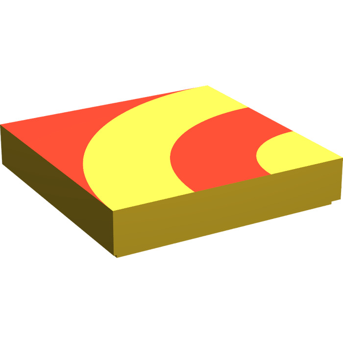 LEGO Yellow Tile 2 x 2 with Red Quarter Rings with Groove (3068 ...