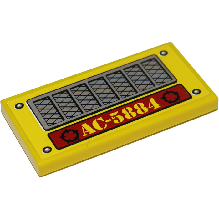LEGO Yellow Tile 2 x 4 with Grille, 'AC-5884' Sticker (87079) | Brick ...