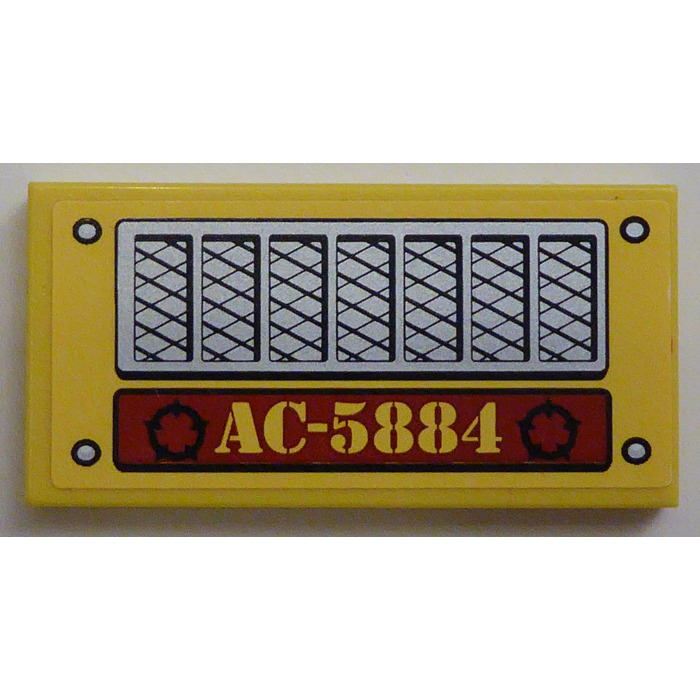 LEGO Yellow Tile 2 x 4 with Grille, 'AC-5884' Sticker (87079) | Brick ...