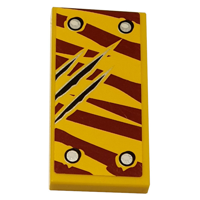 LEGO Yellow Tile 2 x 4 with Tiger Stripes, 3 long Scratches (Right ...