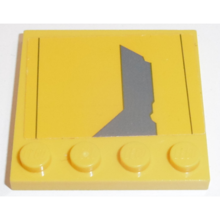 LEGO Yellow Tile 4 x 4 with Studs on Edge with Dark Bluish Gray Pattern ...