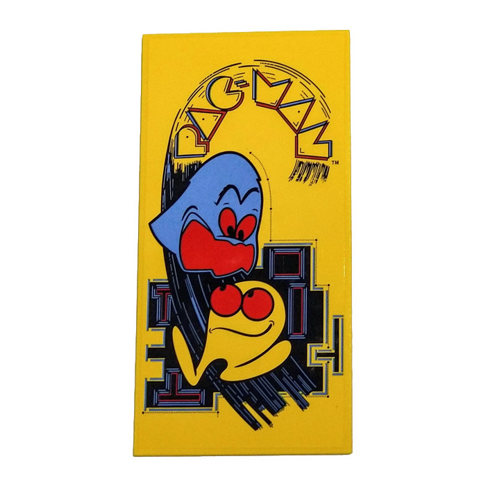 LEGO Tile 8 x 16 with 'PAC-MAN' Logo and PAC-MAN and Ghost (Inky ...