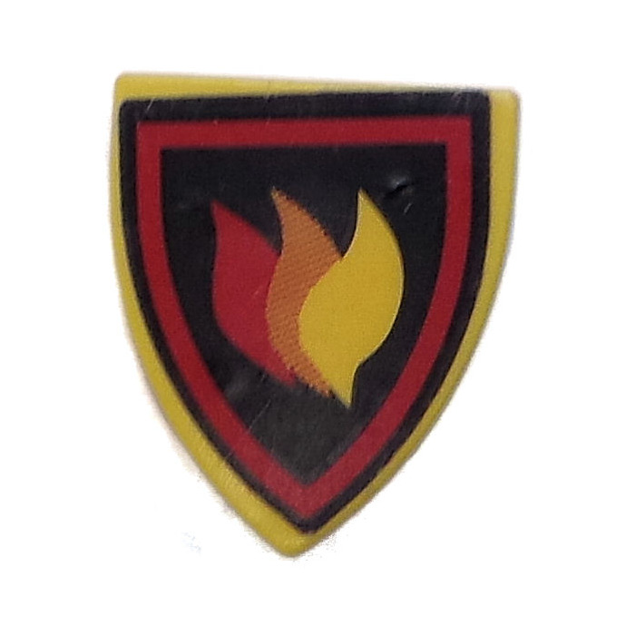 LEGO Yellow Triangular Shield (Short) with Fire Badge Sticker (3846 ...