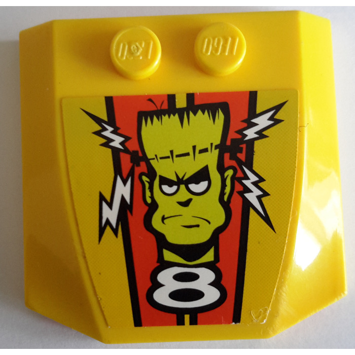 LEGO Yellow Wedge 4 x 4 Curved with Frankenstein Head and Number 8 ...