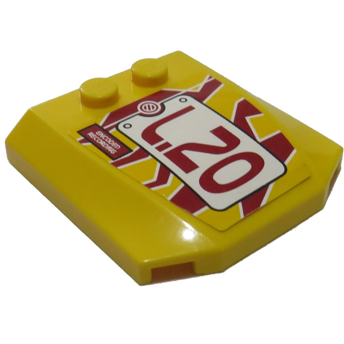 LEGO Yellow Wedge 4 x 4 Curved with 'L.20' Sticker (45677) | Brick Owl ...