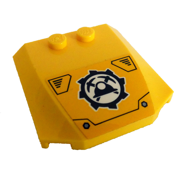 LEGO Yellow Wedge 4 x 4 Curved with Mining Logo, Helmet and Crossed ...
