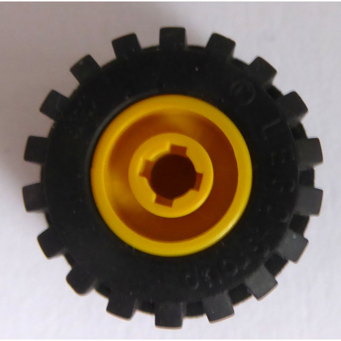 LEGO Amarillo Wheel Rim Wide Ø11 x 12 with Notched Hole with Tire 21mm ...