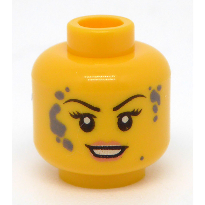 LEGO Yellow Woman in Dirt Bike Helmet Minifigure Head (3626 / 38285 ...