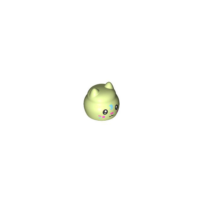 LEGO Yellowish Green Ball Head with Ears with Kitten Face (5692 / ...