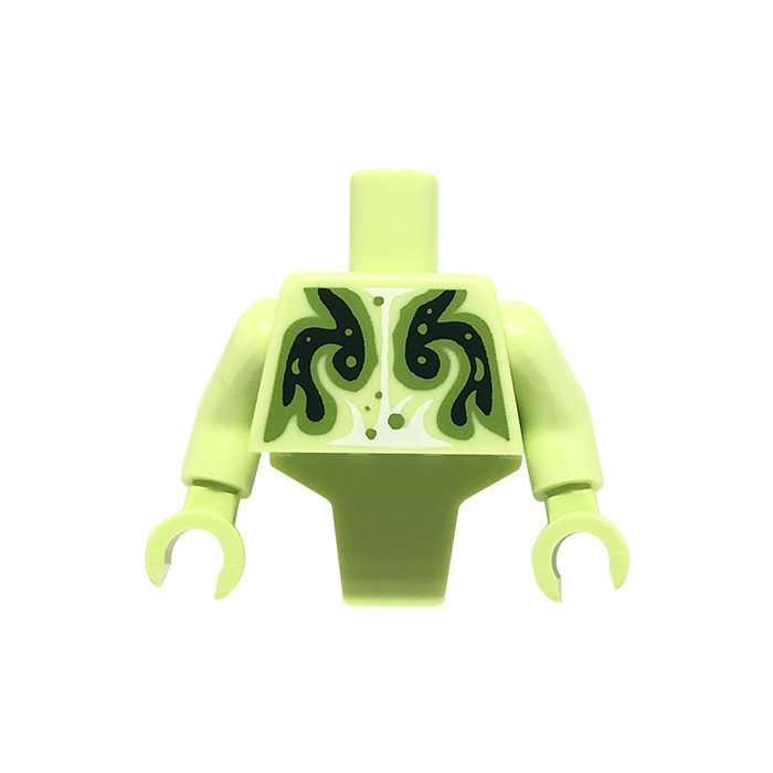 LEGO Yellowish Green Short Torso with Ridged Armor with Black Swirl ...